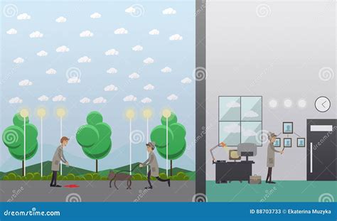 Criminal Investigation Vector Illustration In Flat Style Stock Vector