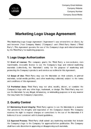 Free Marketing Logo Usage Agreement Template To Edit Online
