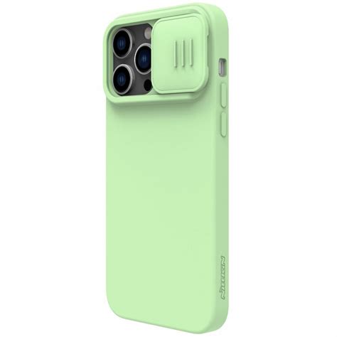 Šviesiai žalias dėklas su kameros apsauga Nillkin CamShield Silky Magnetic Silicone telefonui