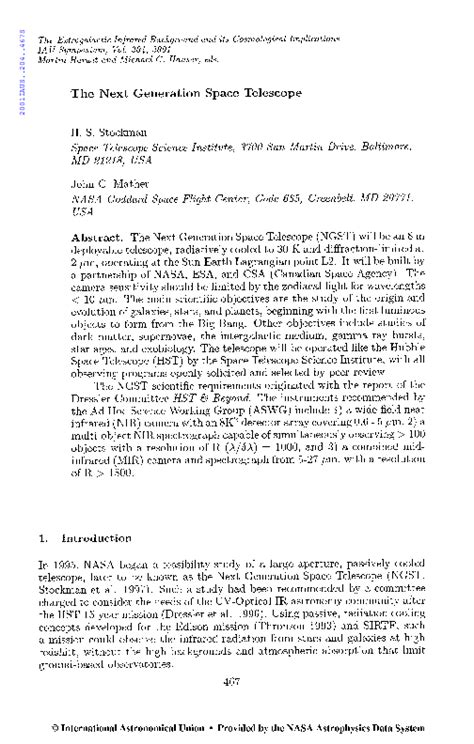 Pdf The Next Generation Space Telescope