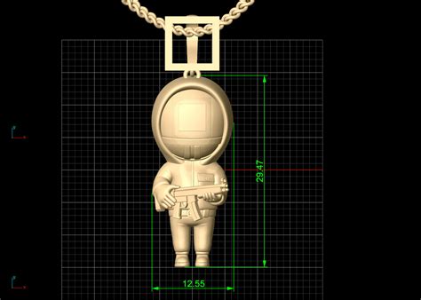Squid Game Square Pink Soldier Pendant 3d Model By Zarahm