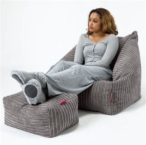 Lounge Pug Nautilus Armchair Bean Bag Chair Cord Graphite Gray The