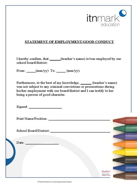 Statement Of Good Conduct Pdf
