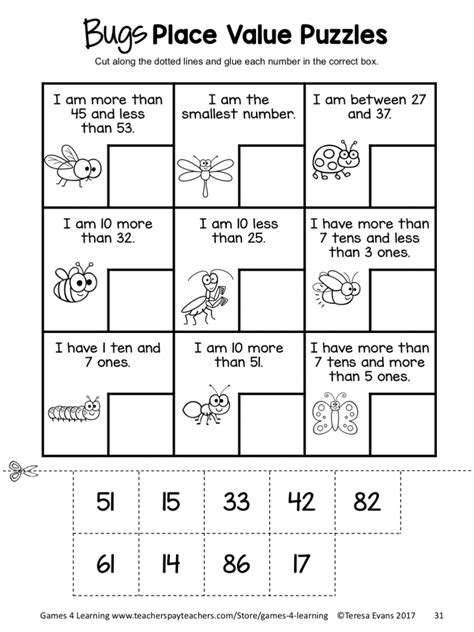 Place Value Puzzles Worksheets Place Value Activities Crossword Puzzle