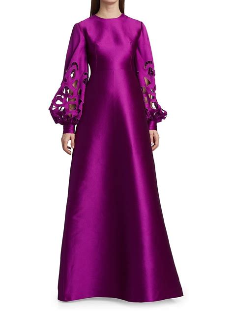 Shop Reem Acra Mikado Piqué A Line Gown Saks Fifth Avenue Pleated