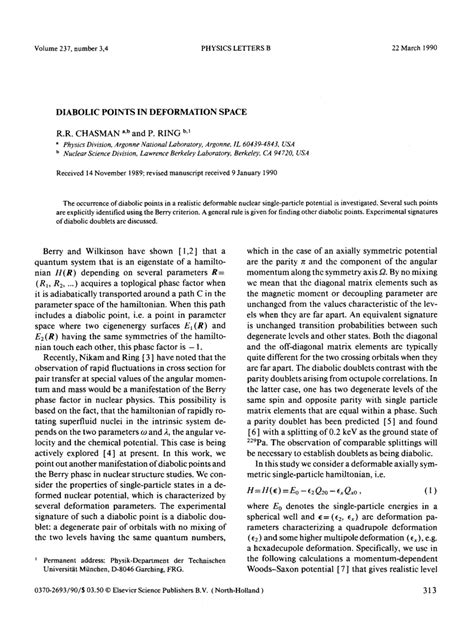 Pdf Diabolic Points In Deformation Space