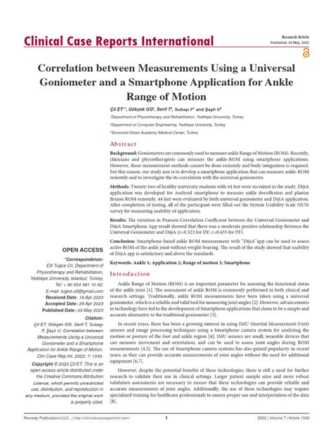 Correlation Between Measurements Using A Universal Goniometer And A