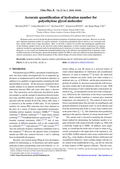 Pdf Accurate Quantification Of Hydration Number For Polyethylene
