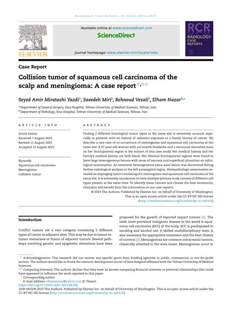Pdf Collision Tumor Of Squamous Cell Carcinoma Of The Scalp And