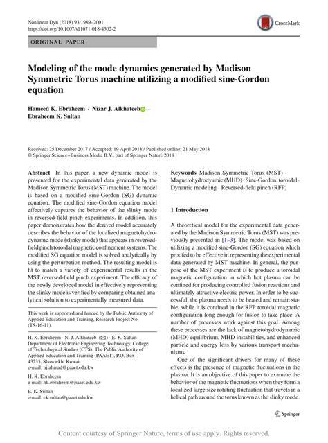 Modeling Of The Mode Dynamics Generated By Madison Symmetric Torus