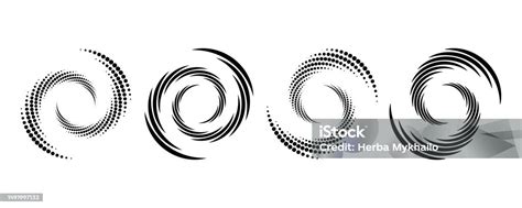Spiral Speed Motion Dots Or Line Black Halftone Rotation Dots Circular