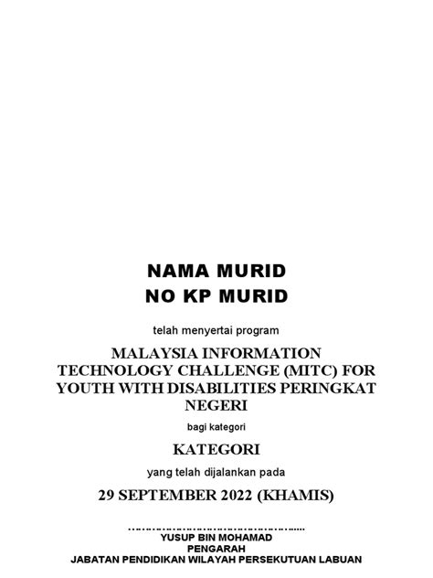 Sijil Mitc Peringkat Negeri 2022 Pdf