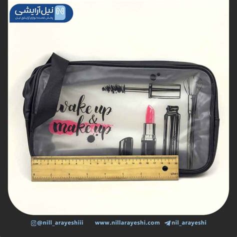 کیف آرایشی سایز متوسط طرح لوازم دخترانه مات یک بندی مستطیلی
