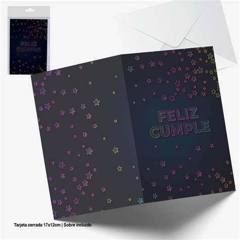 Carte De Voeux Joyeux Anniversaire Étoiles Néon