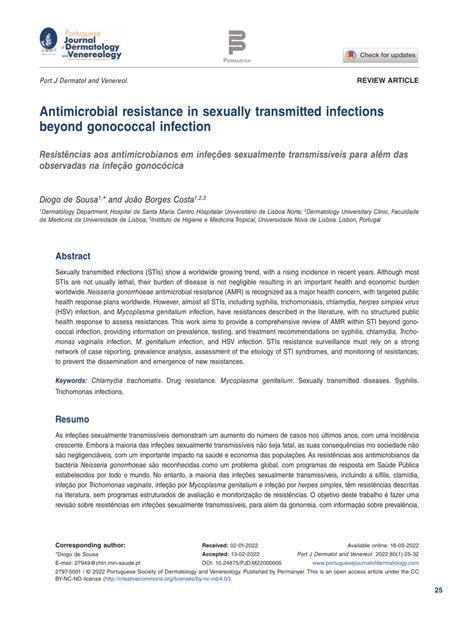 PDF Antimicrobial Resistance In Sexually Transmitted Infections Beyond Gonococcal Infection