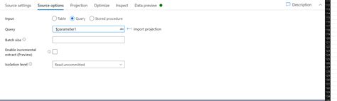 how to pass a dynamic parameter as sql query in for sql dataset in