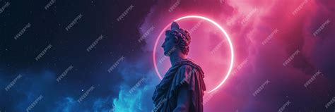Premium Photo Greek Statue In Synthwave Cyberpunk Style