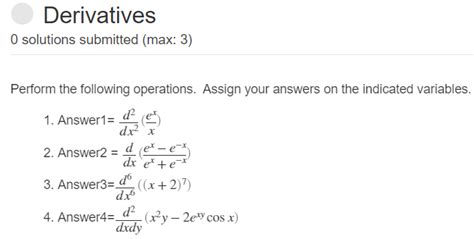 Solved Derivatives O Solutions Submitted Max 3 Perform