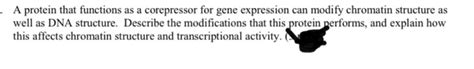 Solved A Protein That Functions As A Corepressor For Gene