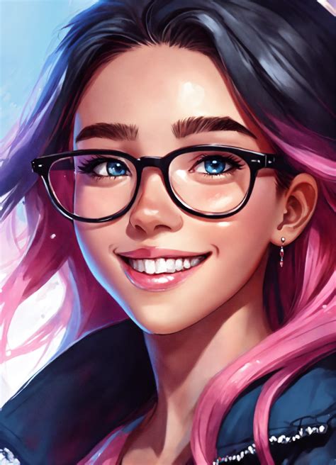 Lexica Cartoon Character Black Pink Ombre Hair Long Smiling