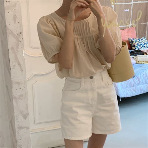 글로리웨이 셔링 퍼프 반팔 러블리 블라우스 3color 위시버킷