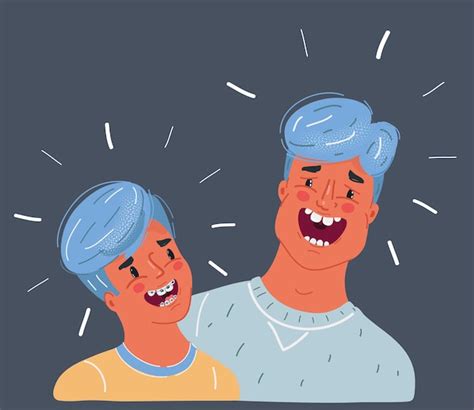 Glücklicher Vater Und Sohn Familienporträt Cartoon Vektor Isolierte