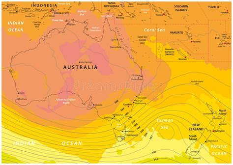 Mapa Do Tempo Imagin Rio Da Austr Lia E Da Nova Zel Ndia Ilustra O Do Vetor Ilustra O De