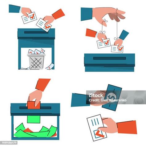 Electoral Fraud Set Vector Isolated Stock Illustration Download Image