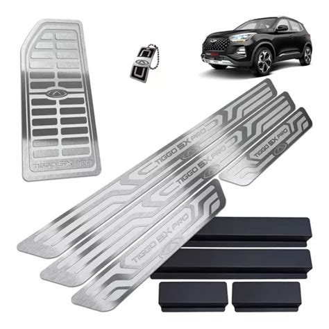 Soleiras Descanso De Pé Inox Escovado Tiggo 5x Pro Vinil