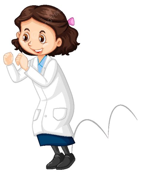 Adorable Female Cartoon Character Donning A Science Lab Coat Vector