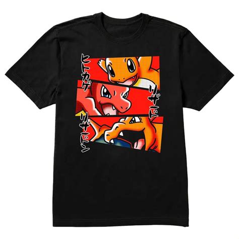 Charmander Charizard Evolution T Shirt Fire Type Anime Graphic