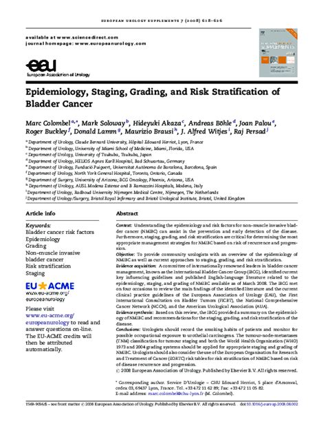 Pdf Epidemiology Staging Grading And Risk Stratification Of