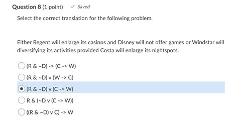 Solved Question 8 1 Point Saved Select The Correct