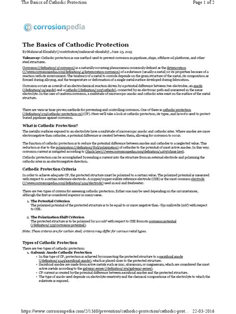 Understanding Cathodic Protection Basics Pdf Anode Corrosion