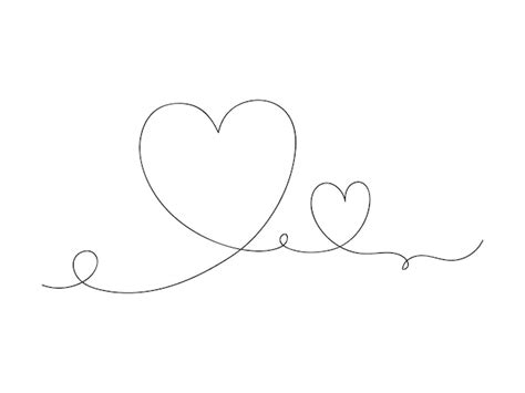 Continu één Lijn Hart Of Liefde Geïsoleerde Vector Illustratie