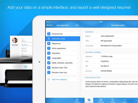 Resume Template For Ipad
