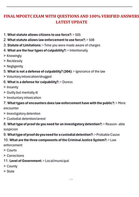 Package Deal For Mpoetc Certification Test Latest Updated Questions And 100 Verified Answers