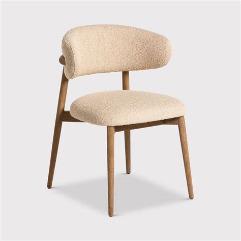 Lexa Neutral Boucle Open Back Curved Dining Chair Boucle Beige