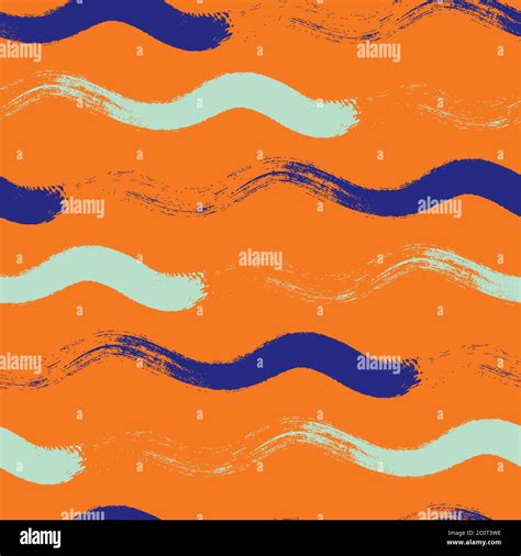 Wavy Line Seamless Vector Pattern Background Hand Drawn Coarse Brush Stroke Horizontal Flowing
