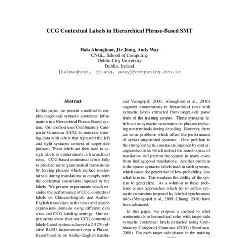 Ccg Contextual Labels In Hierarchical Phrase Based Smt Acl Anthology