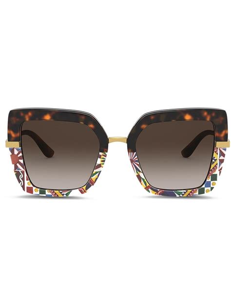 Dolce Gabbana Eyewear Zonnebril Met Vierkant Montuur Bruin FARFETCH NL