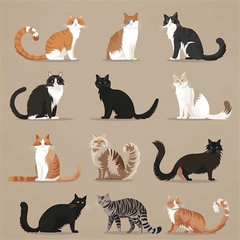 Cat Set Vector Premium Ai Generated Image