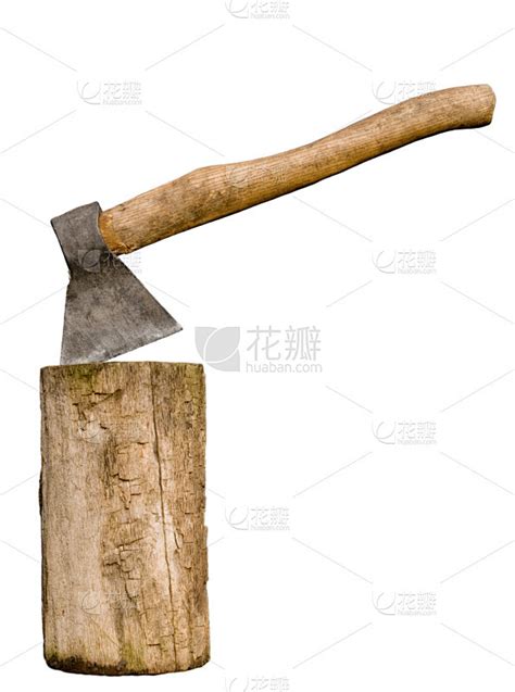 生锈的斧树桩垂直画幅伐木搬运业无人古老的尖利背景分离工具