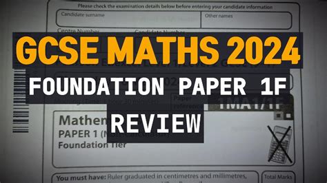 Gcse Maths 2024 Paper 1f Review Edexcel Youtube