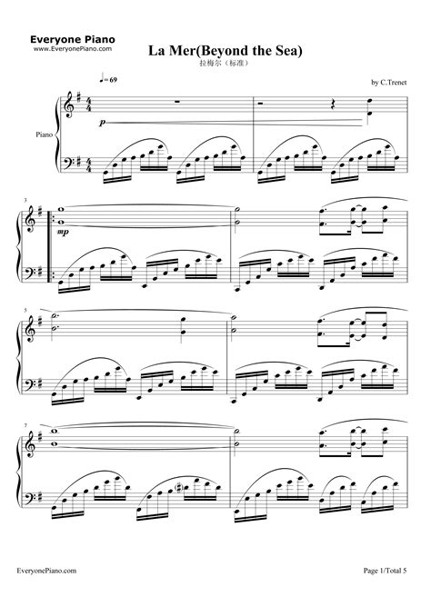 Beyond The Sea Richard Clayderman Stave Preview
