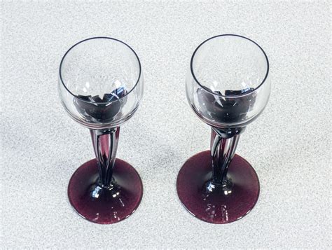Set Of Four Goblets Or Candle Holders In Blown Glass By Alicja