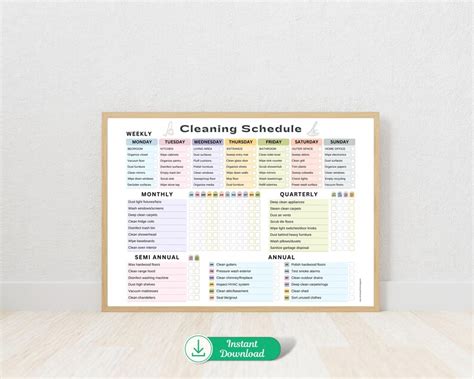 Editable Cleaning Schedule Printable Pastel Yearly Cleaning Weekly