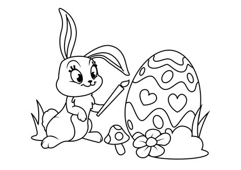 Dibujo Para Colorear Conejito De Pascua Con Huevos De Pascua Dibujos