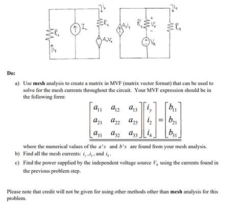 solved do a use mesh analysis to create a matrix in mvf