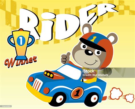 귀여운 레이서 벡터 만화 일러스트 레이 션과 자동차 경주 개에 대한 스톡 벡터 아트 및 기타 이미지 개 경쟁 곰 Istock
